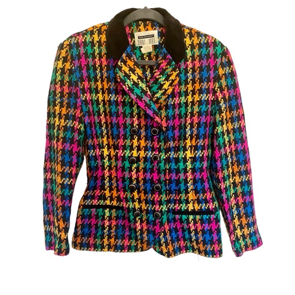 Dani Max | Jackets & Coats | Vintage Retro 8s Houndstooth Tweed Blazer ...